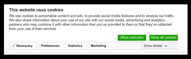 Cookie banner | GDPR/ePR compliant cookie banners from Cookiebot